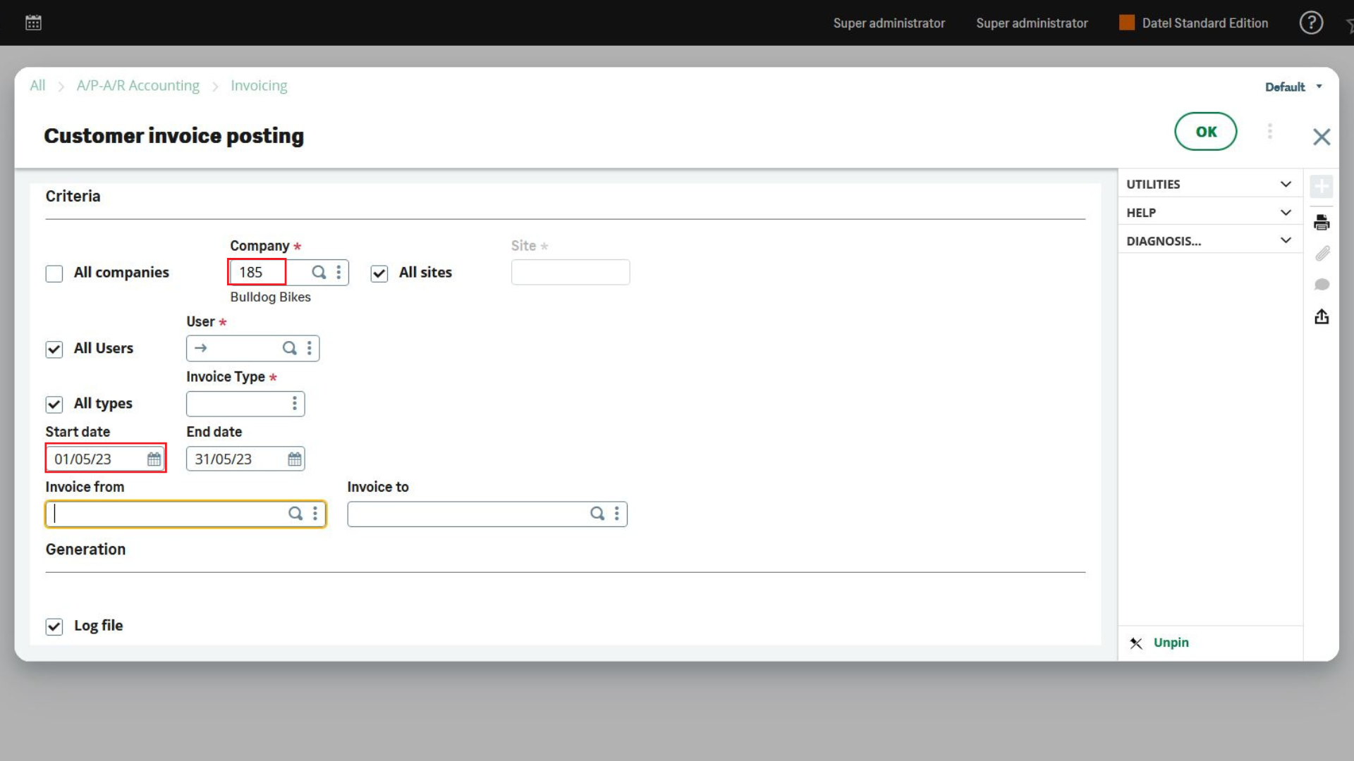 Customer BP Invoice Validation | Sage X3